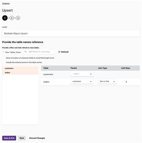 Database Upsert Activity