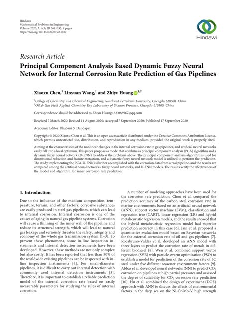Pdf Principal Component Analysis Based Dynamic Fuzzy Neural Network For Internal Corrosion