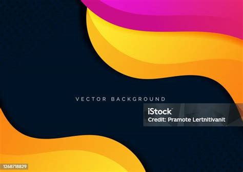 추상 액체 모양 은 텍스트에 대한 복사 공간이 어두운 배경에 등급 분홍색 노란색 색상 기하학적 유체 유기농에 대한 스톡 벡터 아트 및 기타 이미지 Istock