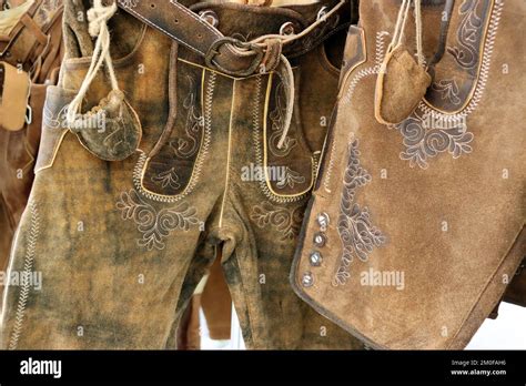 Traditional Alpine Lederhosen With Deer Horn Buttons Austria Tyrol
