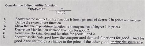 consider the indirect utility function v p1 p2