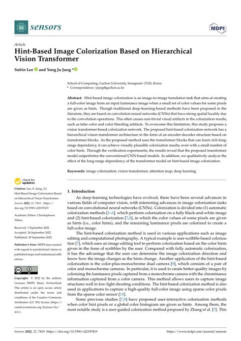 pdf hint based image colorization based on hierarchical vision