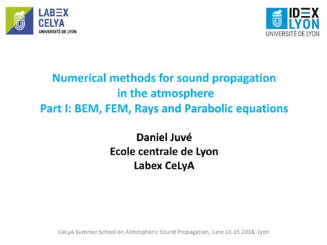 Pdf Numerical Methods For Sound Propagation In The Atmosphere Part I Bem Fem Rays And