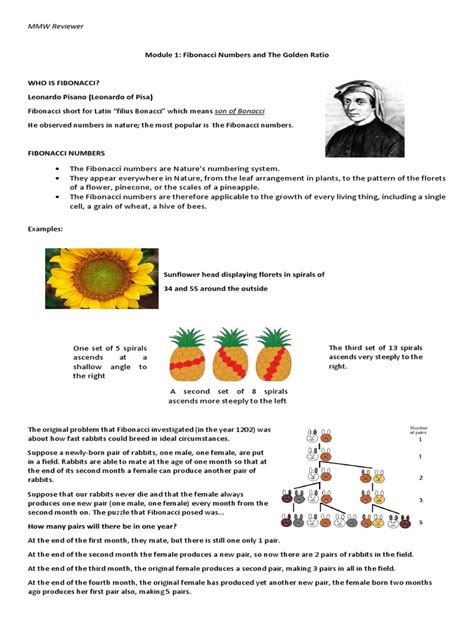 Module 1 Fibonacci Numbers And The Golden Ratio Mmw Reviewer Pdf