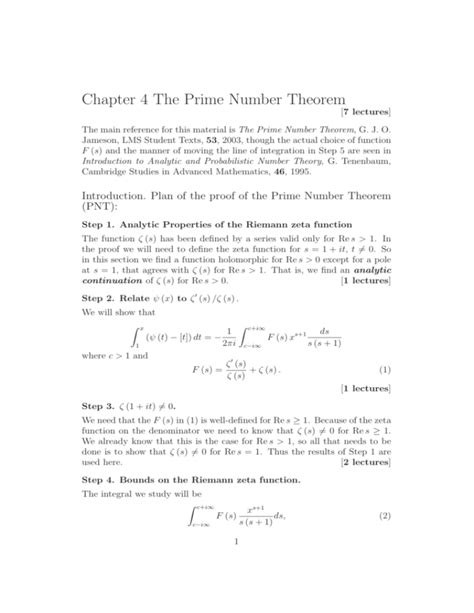 Chapter 4 The Prime Number Theorem