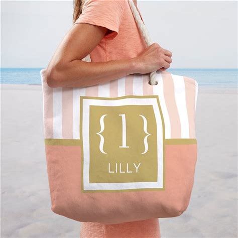 Classy Monogram Personalized Beach Bag Large