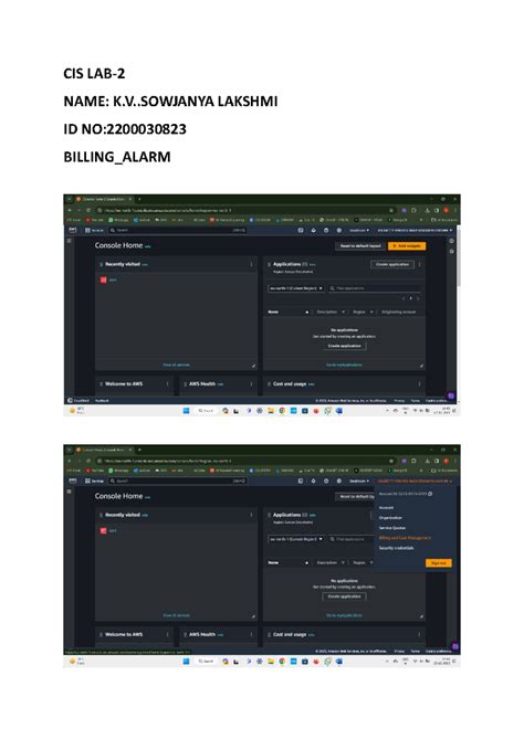 CIS LAB Summary Compensation Management CIS LAB NAME K V LAKSHMI ID NO BILLING ALARM