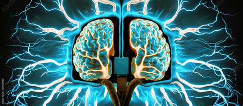 Generative Ai Illustration Visualization Of Computed Tomography Mri Of The Brain And