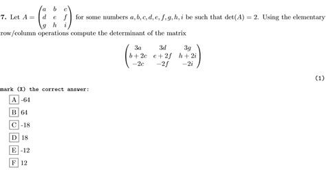 Solved La B C 7 Let A D E F For Some Numbers A B C D Chegg Com
