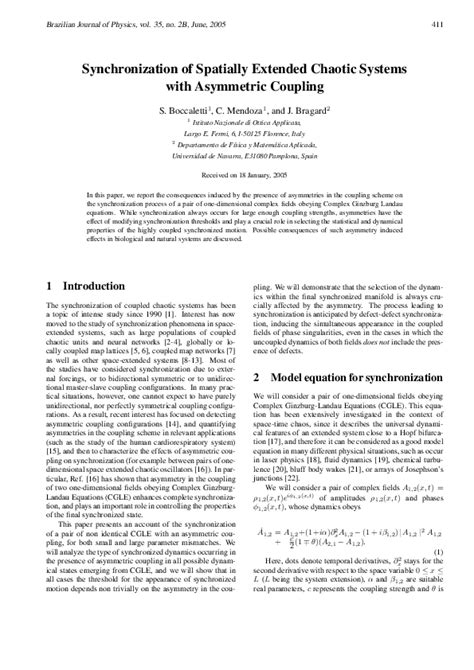 Pdf Synchronization Of Spatially Extended Chaotic Systems With Asymmetric Coupling