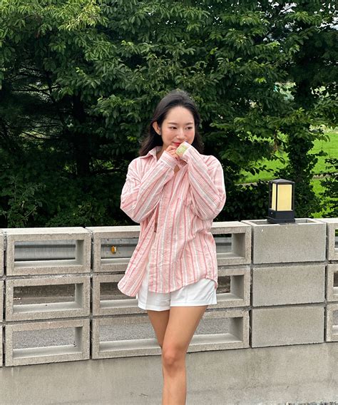 에스엠엘 신상가성비🤍 여자 스트라이프 여름쿨톤 롱 셔츠 핑크 블루