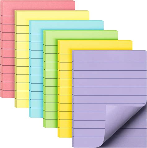 Mr Pen Lined Sticky Notes 3x4 6 Pads Pastel Colors Sticky Notes