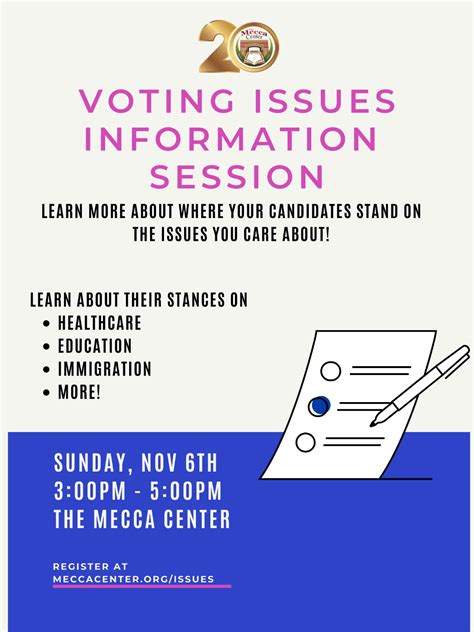 Voting Issues Information Session The Mecca Center
