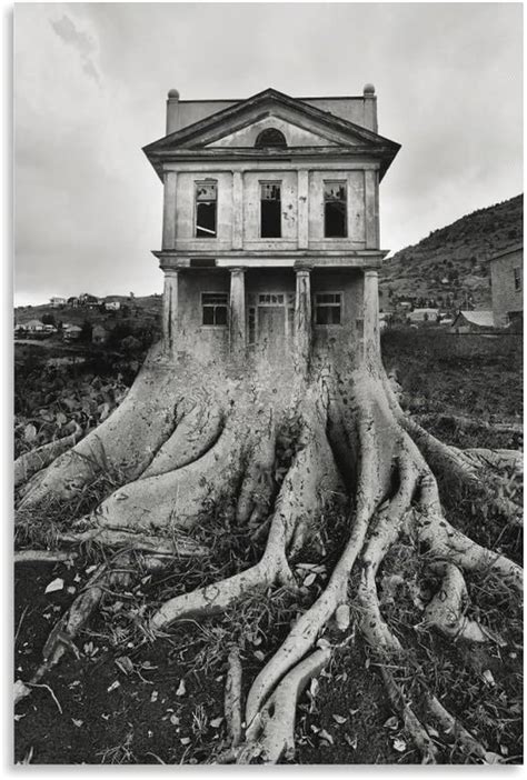 Jerry Uelsmann House On Tree Roots Canvas Art Poster And