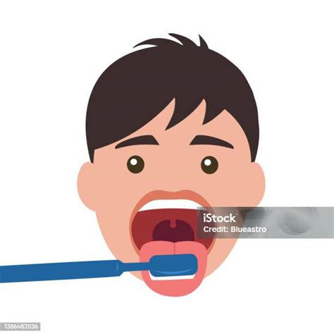 흰색 배경에 평평한 디자인으로 남자 혀 칫솔질 구강 위생 입 관리 가글에 대한 스톡 벡터 아트 및 기타 이미지 가글 깨끗한