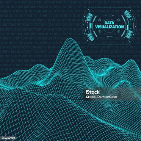 資料視覺化背景未來設計的顯著元素二進位代碼 編碼和程式設計概念廣角線框景觀向量圖形及更多互聯網圖片 互聯網 信息圖形 商務 Istock