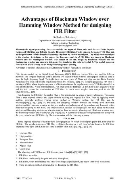 Design And Realization Of Fir Filter Using Chebyshev Window