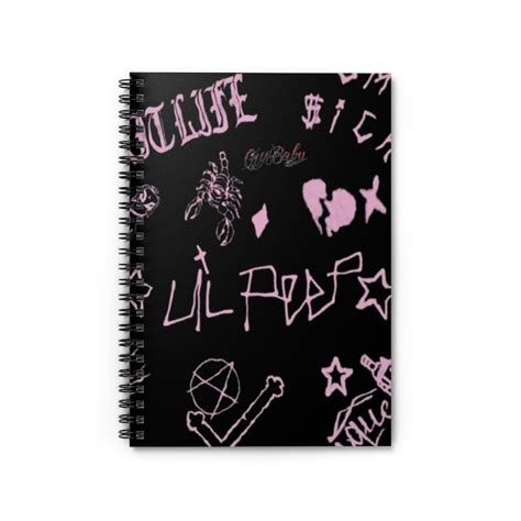Lil Peep Notebook With Pink Writing And Symbols