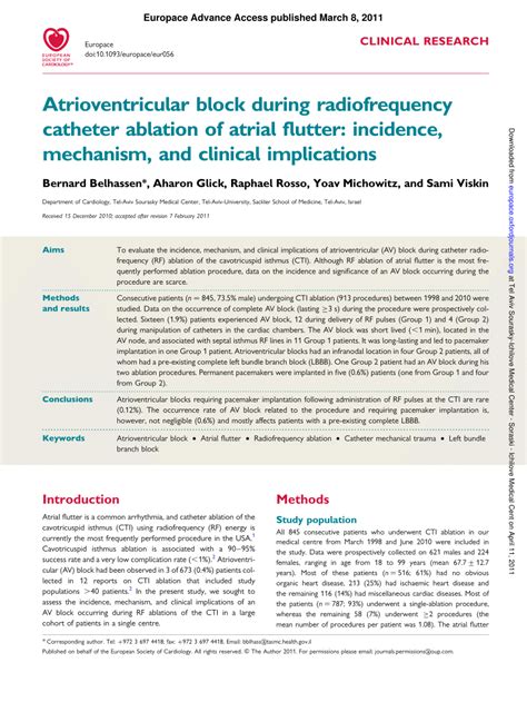 Pdf Atrioventricular Block During Radiofrequency Catheter Ablation Of Atrial Flutter
