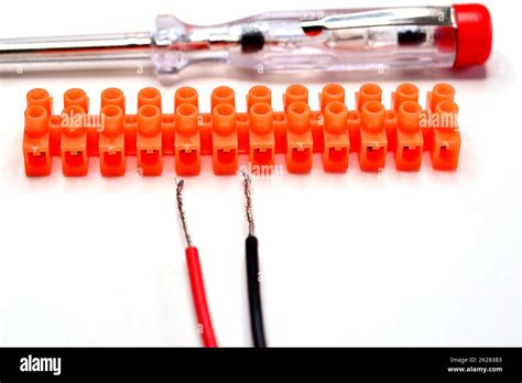 Terminal Block With Cable And Screw Driver Stock Photo Alamy
