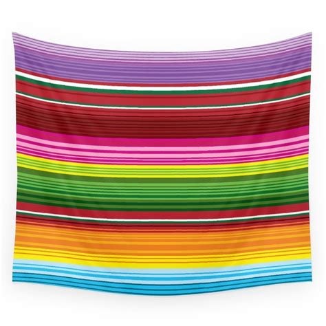 Mexican Blanket Rainbow Striped Tapestry Wall Hang Grandado