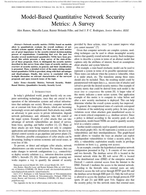 Model Based Quantitative Network Security Metrics A Survey Pdf