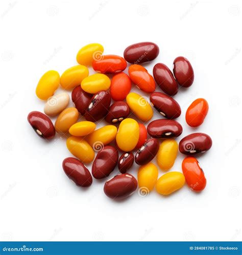 Juice Beans Small Red Yellow And Orange Beans On White Background