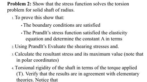 Problem 2 Show That The Stress Function Solves The