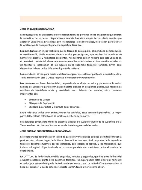 QuÉ Es La Red GeogrÁfica 19 Marzo Primer Año24 Pdf Ecuador Tierra