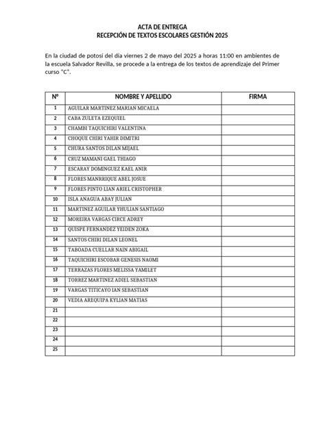Entrega De Textos Escolares 2025 Pdf