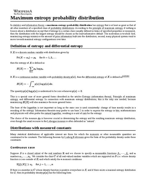 Maximum Entropy Probability Distribution Pdf Applied Mathematics Mathematics Maximum Entropy Probability Distribution Pdf Applied Mathematics Mathematics