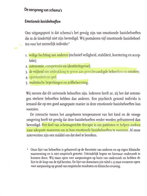 Overzicht Schemas Domeinen En Basisbehoeften Pdf