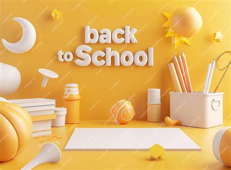 Yellow School Cartoon Background With Cheerful Icons Ample Space For Text Premium Ai Generated