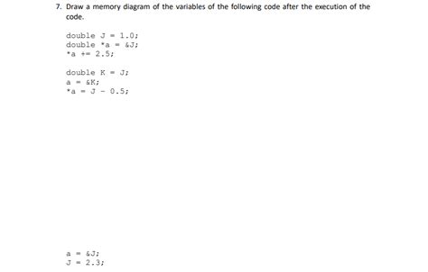 solved 7 draw a memory diagram of the variables of the