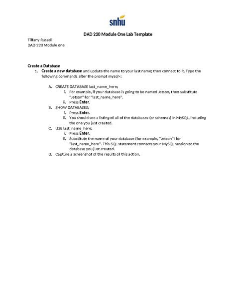 coodio module one dad 220 module one lab template tiffany russell dad