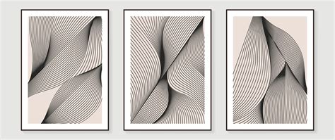 Abstract Line Art Background Vector Minimalist Modern Botanical Contour Drawing With Monochrome