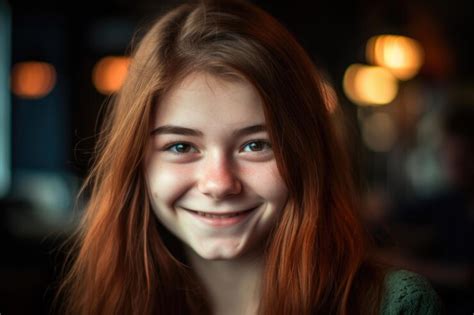 Premium Ai Image Portrait Of A Teen Girl Looking At You And Smiling Created With Generative Ai