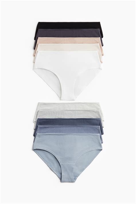 Set Van 10 Katoenen Slips Hipster Lichtblauwdusty Blauw Dames Handm Be