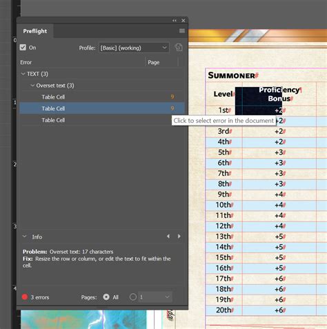Solved Preflight Panel Is Highlighting Overset Text In Ta Adobe