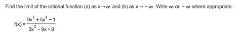 solved find the limit of the rational function a ﻿as x→∞