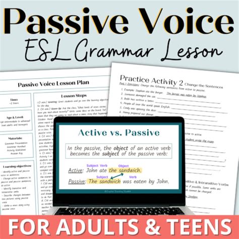 Esl Passive Voice Grammar Lesson And Activities For Adult Esl And High
