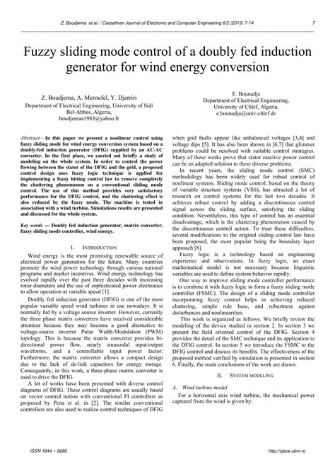 pdf fuzzy sliding mode control of a doubly fed induction generator