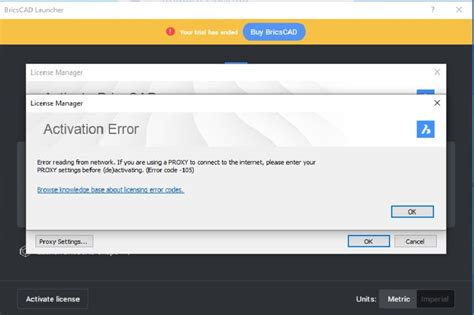 how to fix bricscad licensing error 105 error reading from network