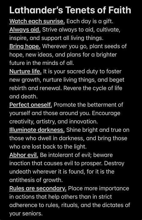 Lathanders Tenets Of Faith Oc Rdnd