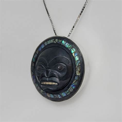 Moon Argillite And Silver Pendant By Andrew Williams Haida Spirits Of