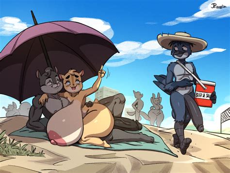 Rule 34 4 Fingers Anthro Areola Avian Background Character Balls Beach Big Balls Big Breasts