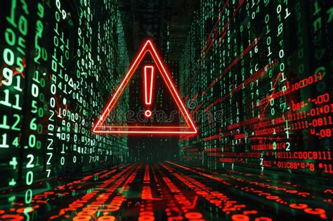 A Red Alert Triangle With An Exclamation Mark Over Binary Code Background Symbolizing A
