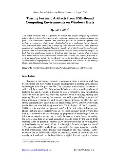 Pdf Tracing Forensic Artifacts From Usb Bound Computing · Tracing