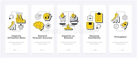 Capacity Management Metrics Mobile App Onboarding Screens Stock Vector Illustration Of