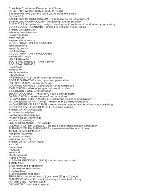 Prof Ed Notes Download Free Pdf Curriculum Educational Technology
